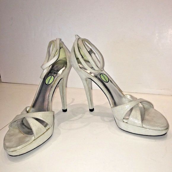 Stuart Weitzman | Shoes | Stuart Weitzman Silver Open Toe Womens Heels ...
